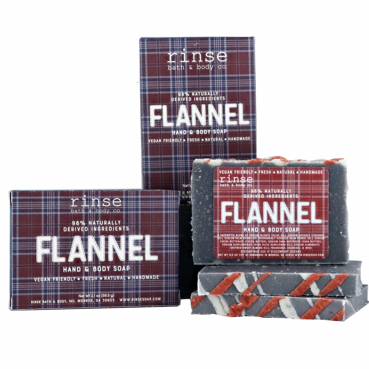 Mini Bar Flannel Soap for Him, Natural Soap by Rinse Bath & Body
