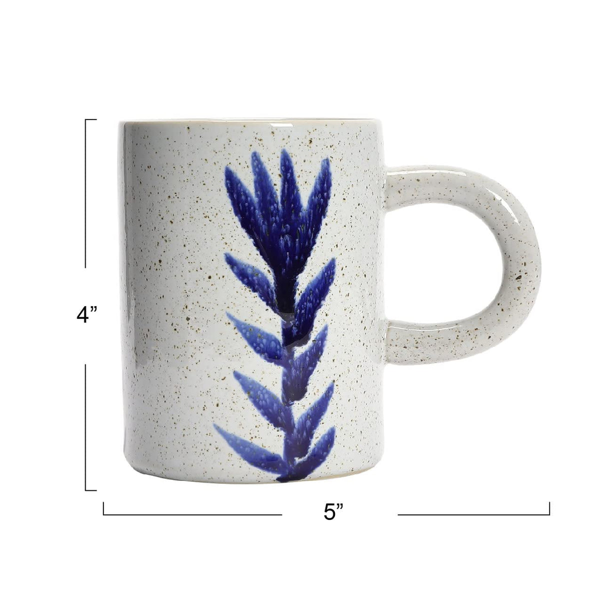 Blue Hand-Painted Stoneware Mug w/ Blue Flower– Rinse Bath & Body
